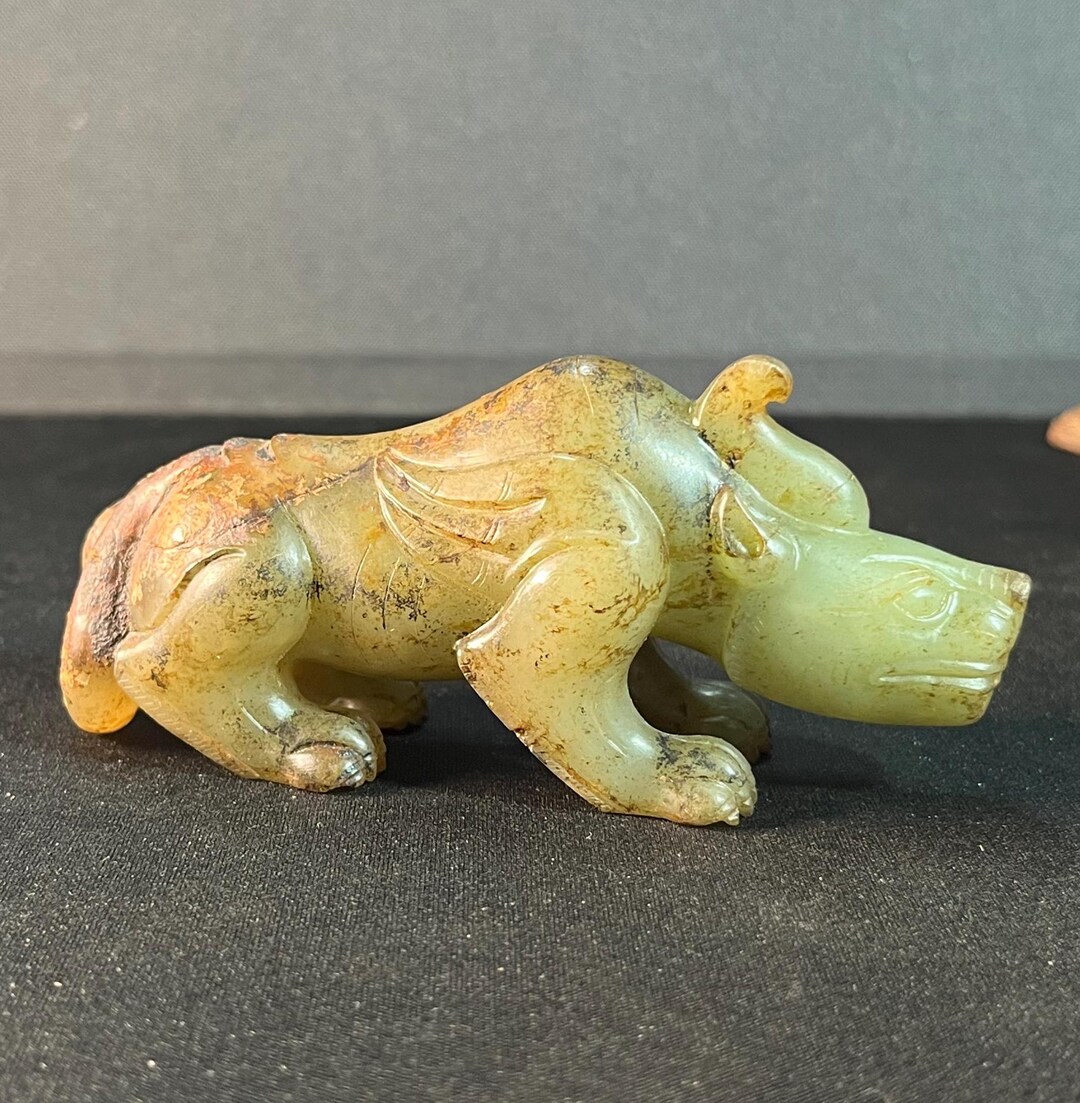Han Dynasty Celadon-yellow Jade Beast Hand Ornament, Majestic Antique ...