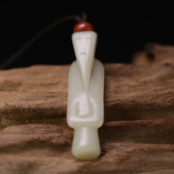 Antique human jade statue pendant, high-quality authe… - Gem