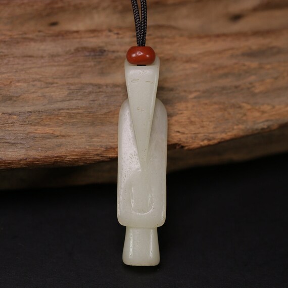 Antique human jade statue pendant, high-quality authe… - Gem