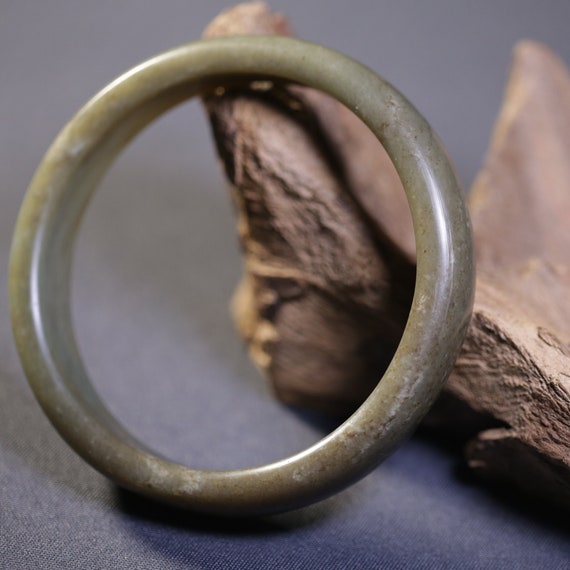 Ancient upper arm jade men bracelet, green jade men c… - Gem