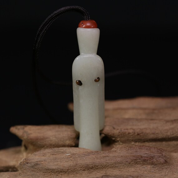 Antique human jade statue pendant, high-quality authe… - Gem