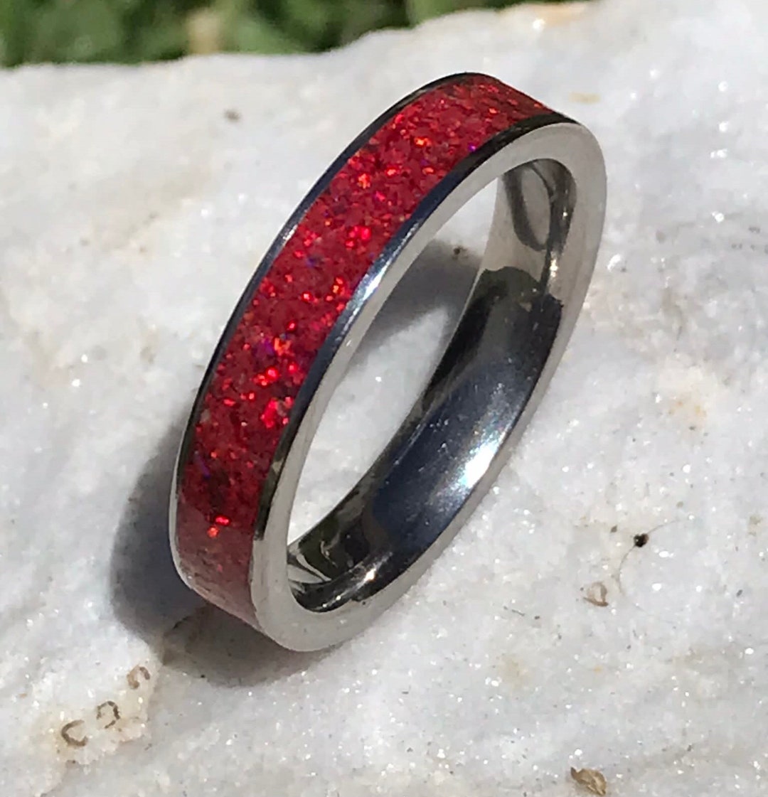 Ruby Red Opal and Titanium Ring - Etsy