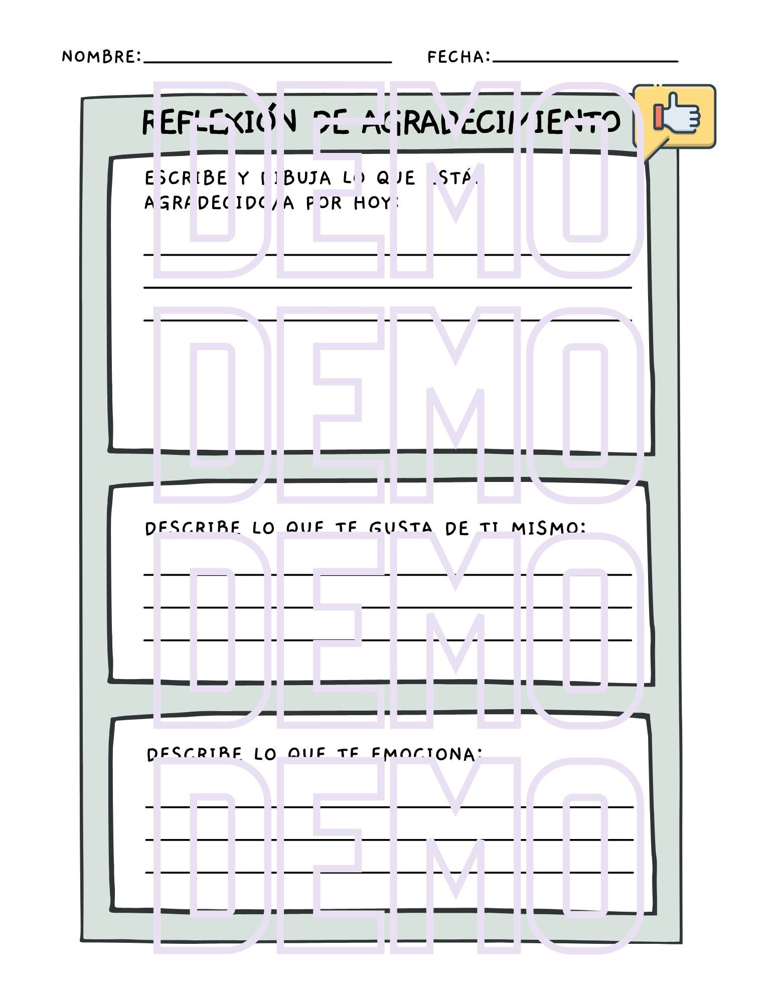 Spanish Reflection Sheet PDF| Printable | Ficha De Reflexión En Español ...