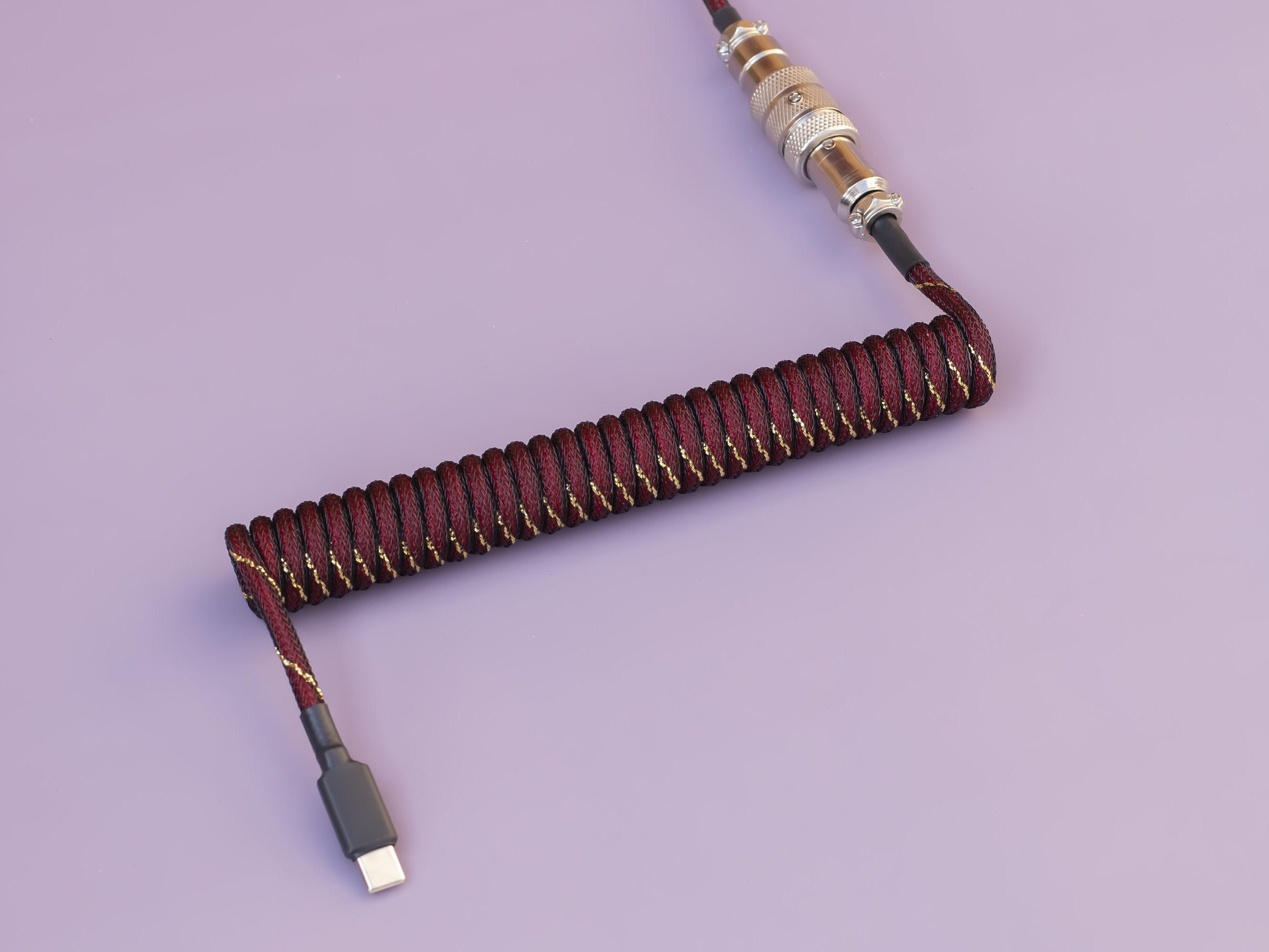 Coil Cable For Mechanical Keyboard Neon Gold USB-C to Gold USB-A ...