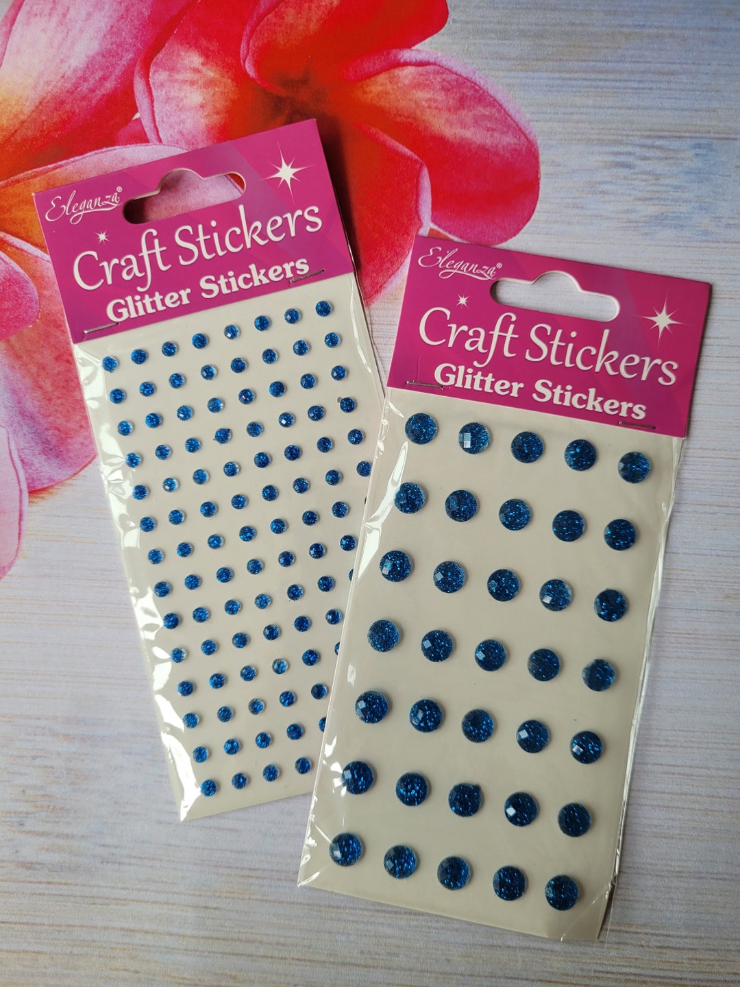 Glitter Gem Stickers, Royal Blue 4mm & 8mm Self Adhesive Diamante ...
