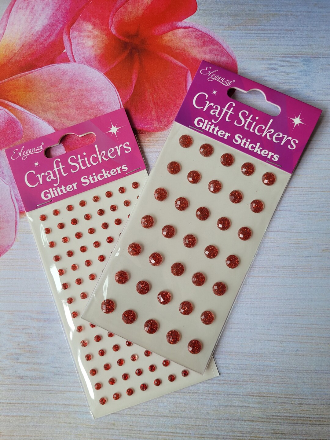 Glitter Gem Stickers, Red 4mm & 8mm Self Adhesive Diamante Stickers for ...