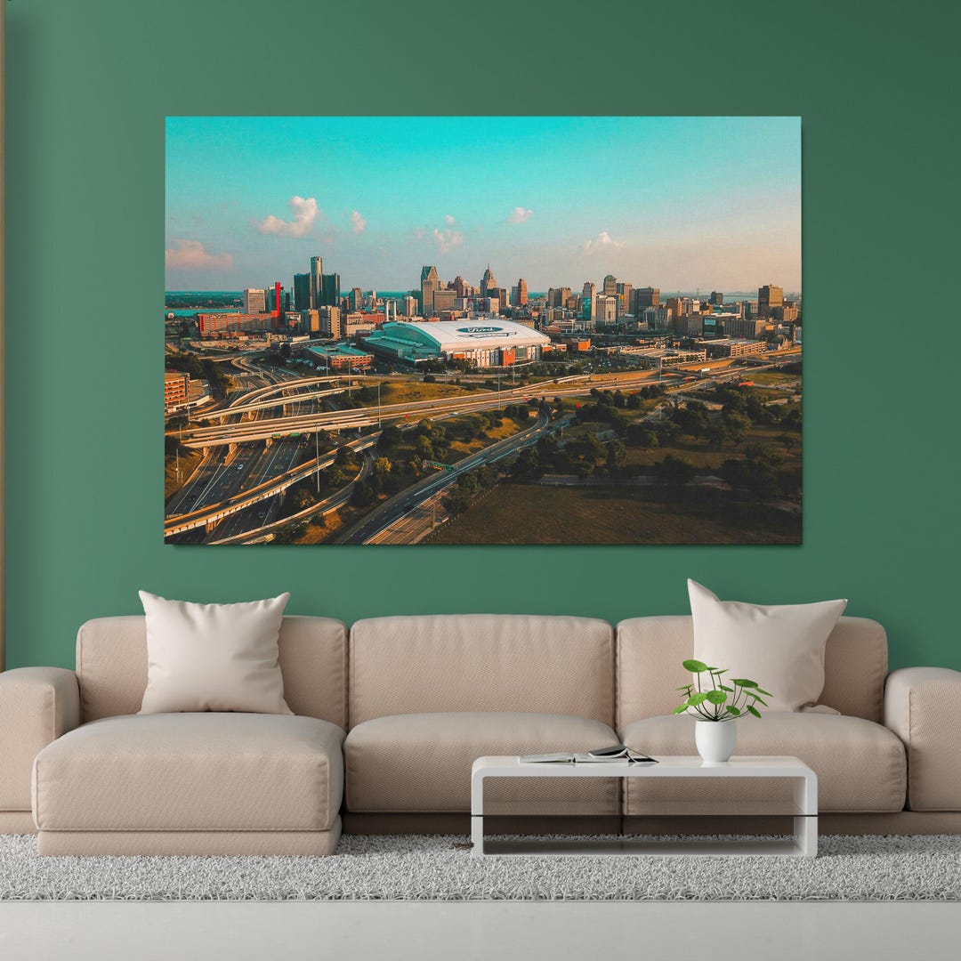 Detroit Wall Decor, Detroit Large Wall Art, Detroit Skyline for Home ...