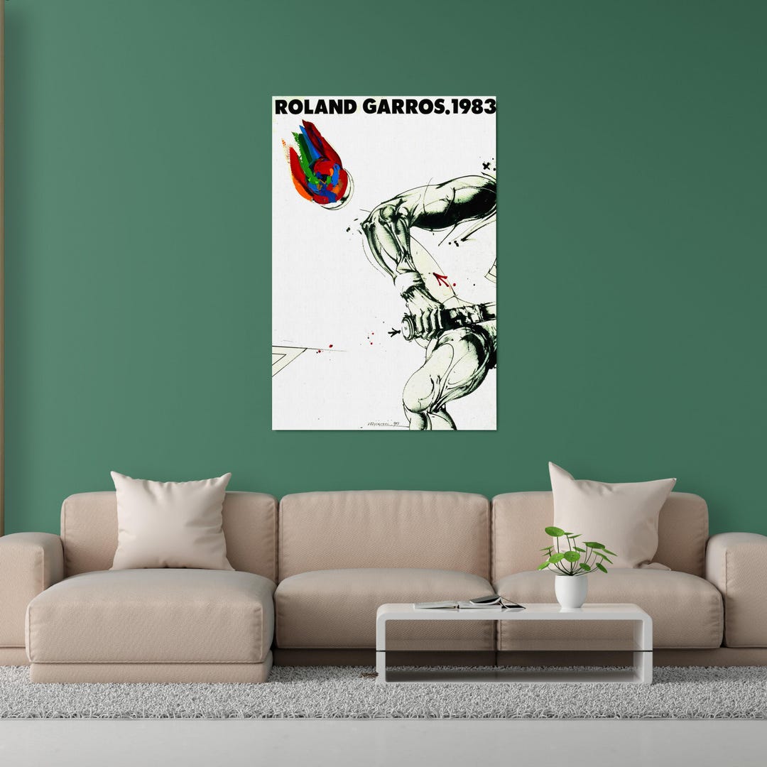 Roland Garros 1983 French Open Tournament, Retro Tennis Art, Orange ...