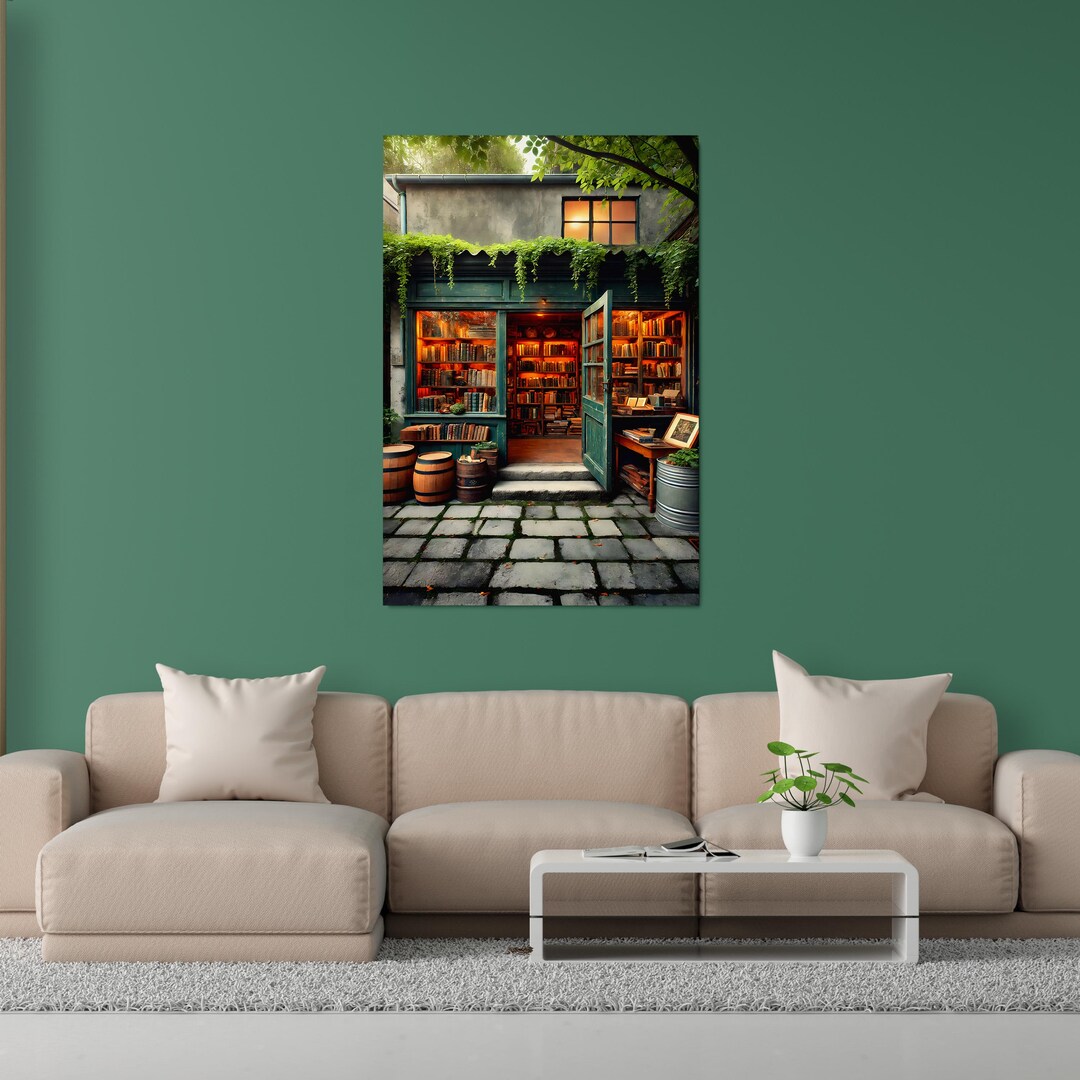 Vintage Style Bookstore, Cozy Bookshop, Rustic Library Decor, Antique ...