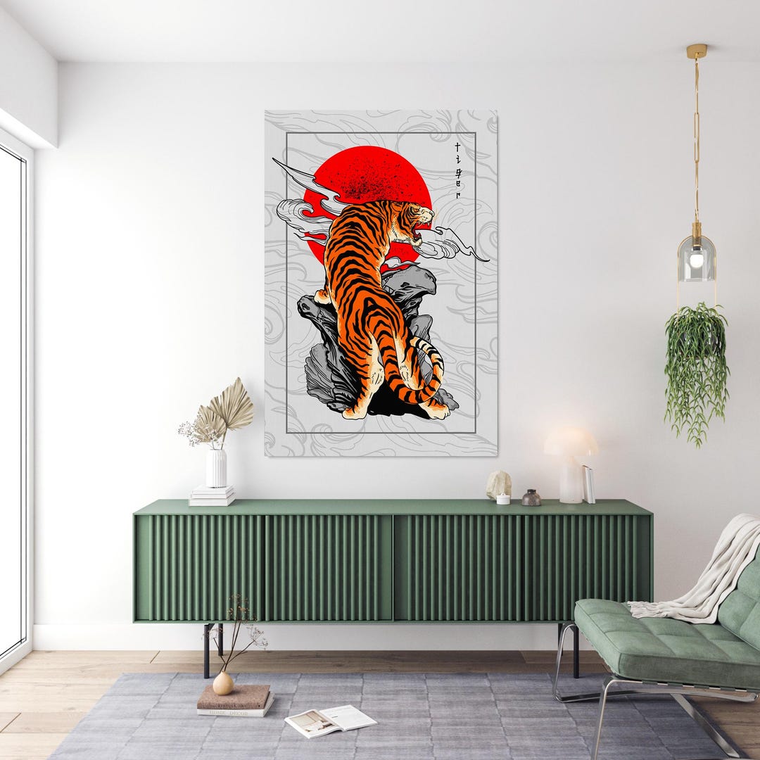 Traditional Japanese Tiger Tattoo Print, Premium Quality Tiger Wall Art ...