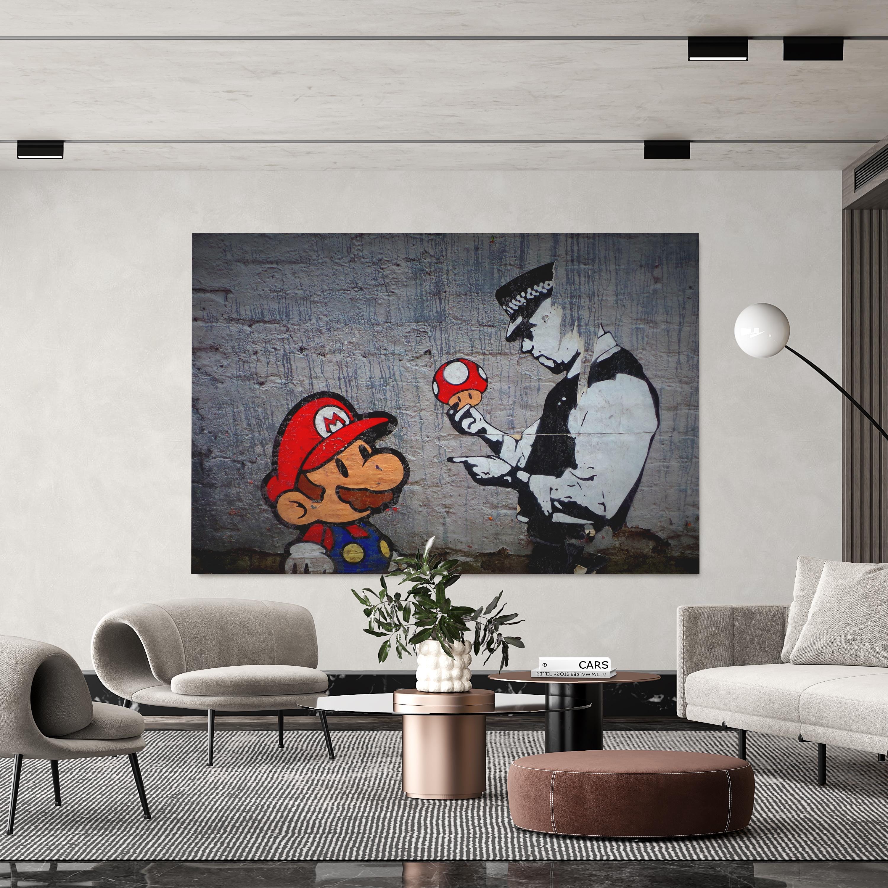 Banksy Mario Street Art Canvas, High Quality Super Mario Graffiti Wall ...