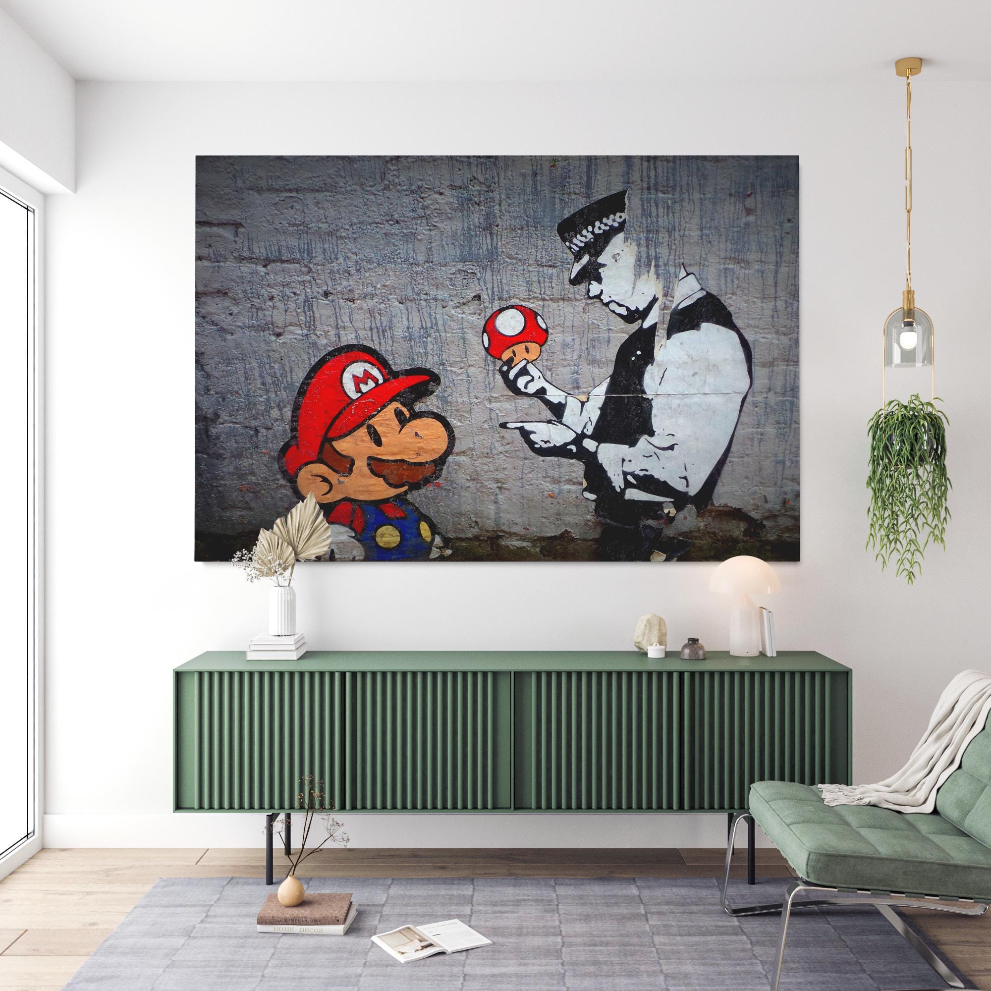 Banksy Mario Street Art Canvas, High Quality Super Mario Graffiti Wall ...