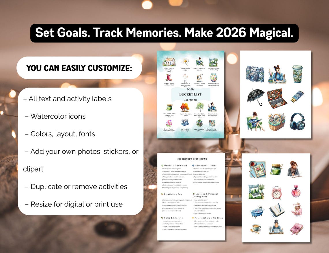 2026 Bucket List Canva Template – Editable Summer Checklist, Yearly ...