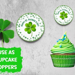 St Patricks Day Stickers, Printable Cookie Tag, Cupcake Topper, Party ...