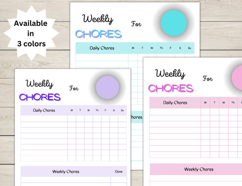 PRINTABLE Chore Chart, Kids and Adults Chore Chart, Reward Chart ...
