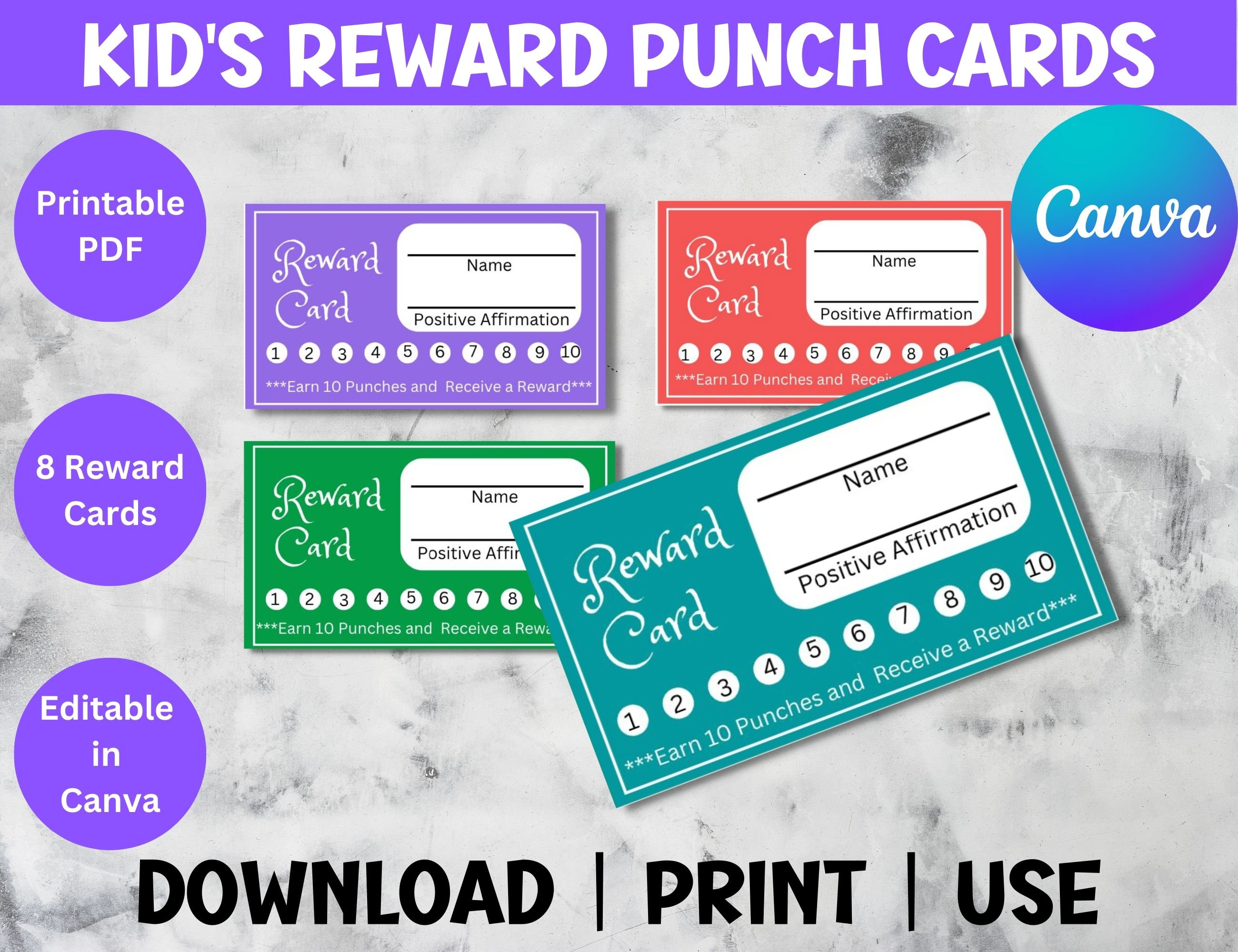 Kid's Reward Punch Cards: Behavior & Chore Bucks (printable PDF) - Etsy