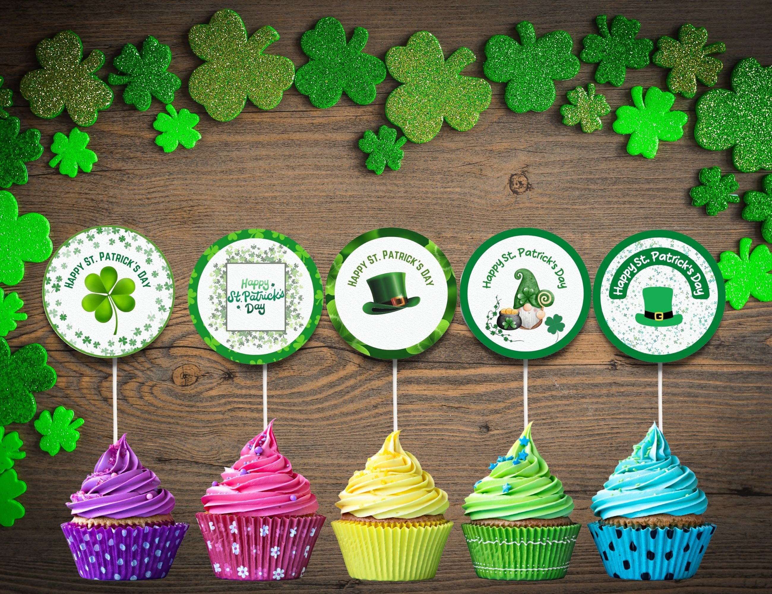St Patricks Day Stickers, Printable Cookie Tag, Cupcake Topper, Party ...