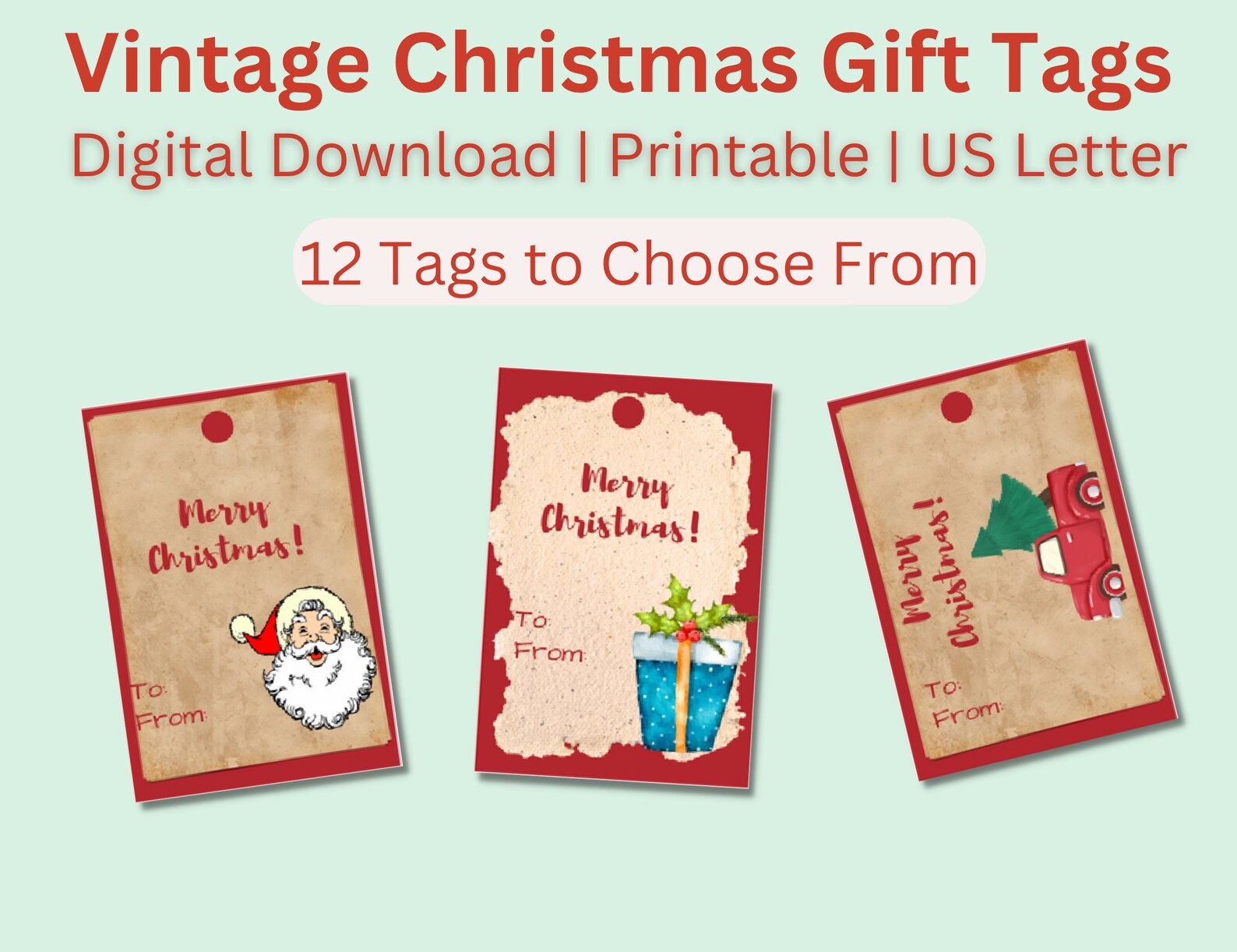 Vintage Gift Tags Holiday Labels Christmas Labels Printable Gift Tags ...
