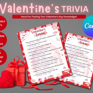 Valentine's Day Trivia Game, Valentine's Party Game, Printable ...