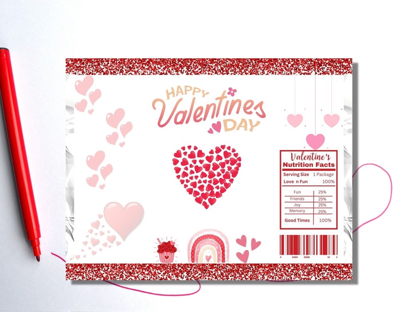 Custom Chip Bag Template, Editable, Valentine's Party Treat, Kids Party ...
