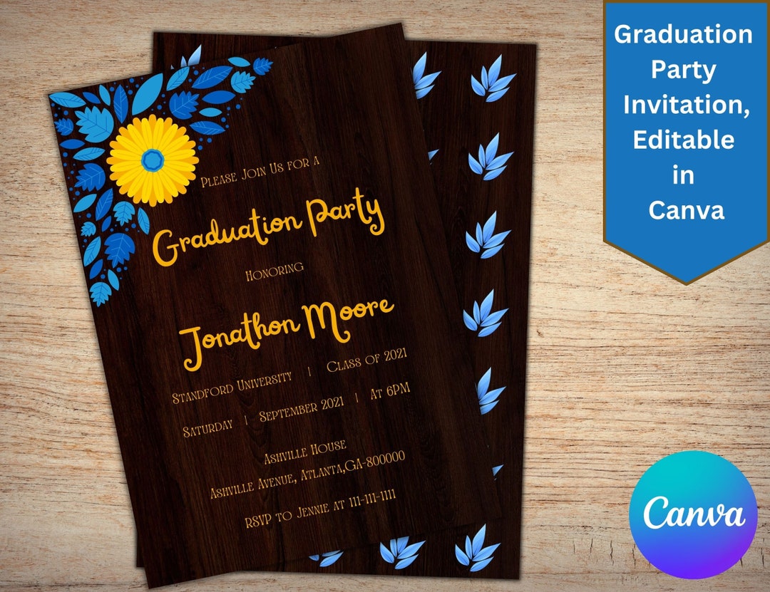 Sunflower Graduation Invitation, Graduation Party Invitation , Editable ...