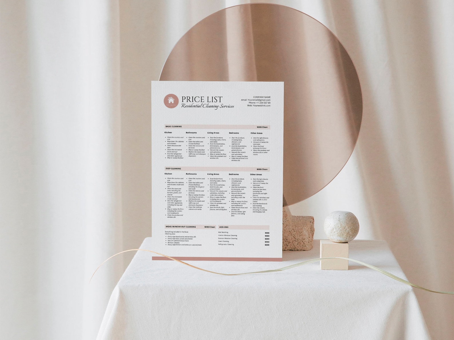 Editable Cleaning Service Pricing List, Clean Price List Template ...