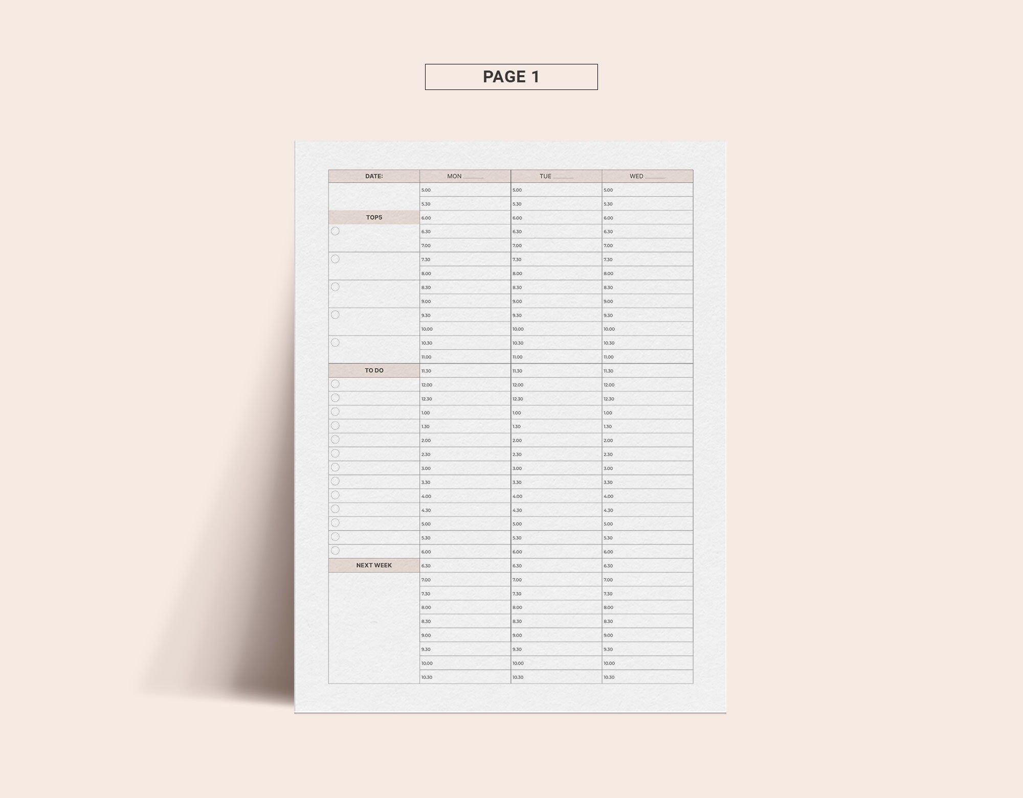 Undated Weekly Planner Half-hour Block Schedule 2 Pages - Etsy
