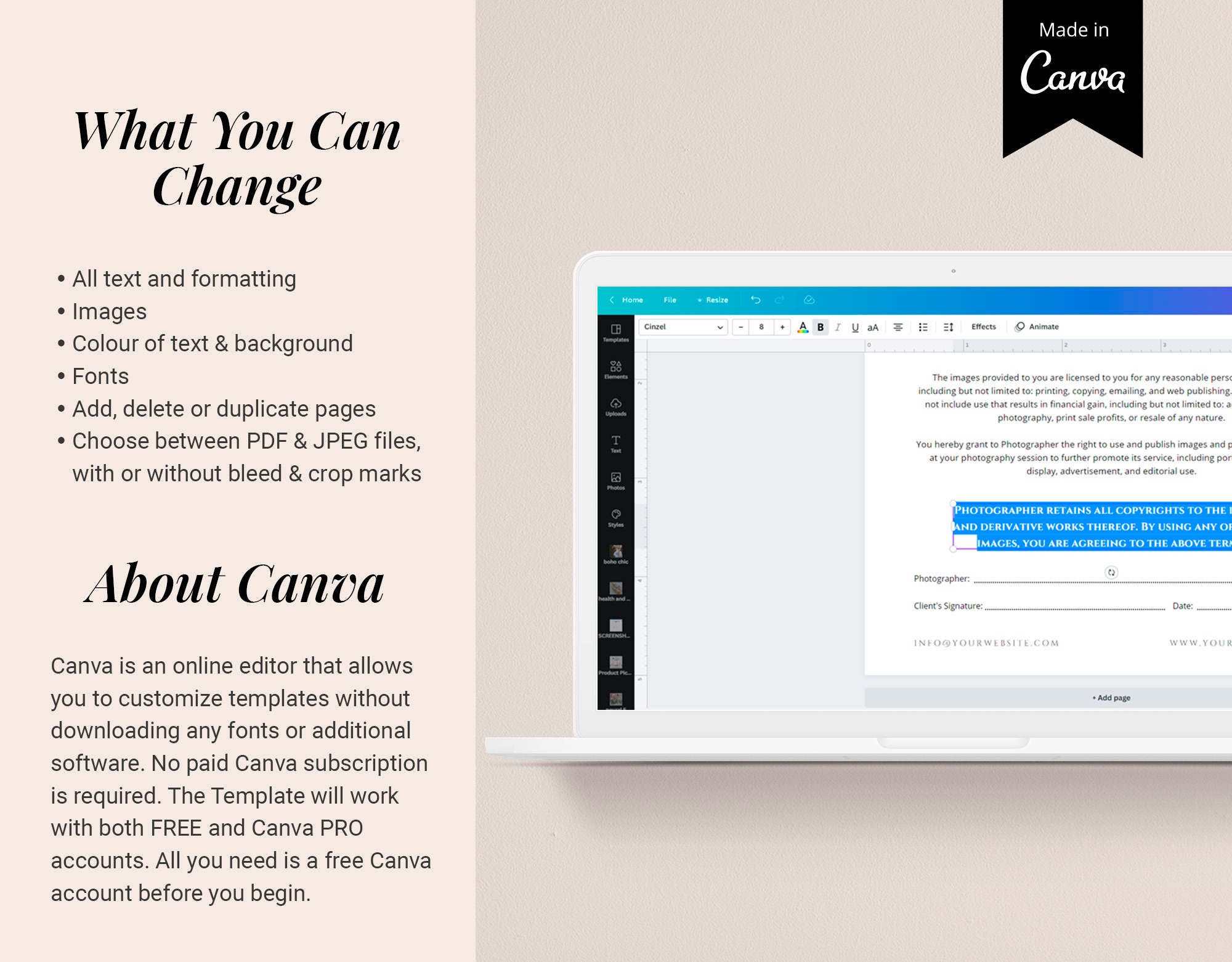 Print Release Template, Editable 5x5 Card, Photography Release Form ...