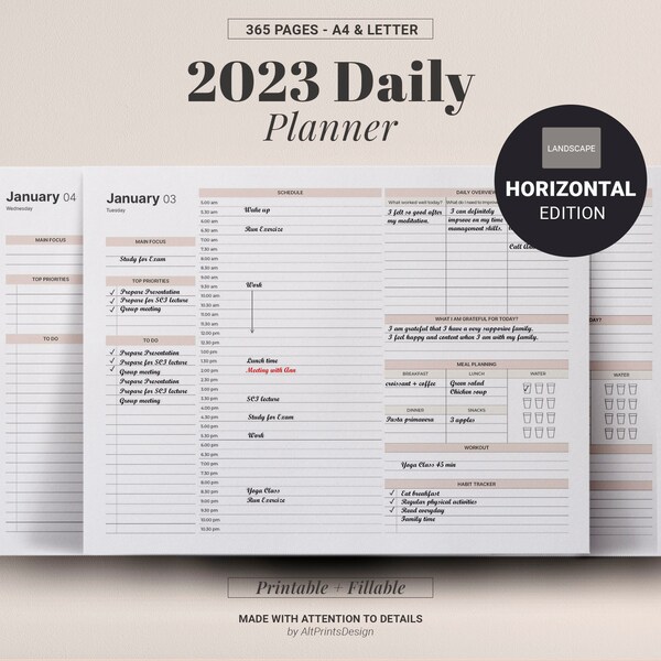 Daily Hourly Planner - Etsy