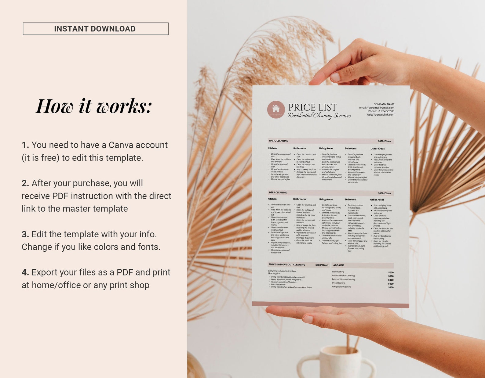 Editable Cleaning Service Pricing List, Clean Price List Template ...