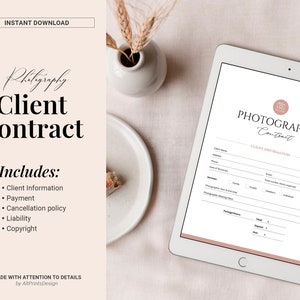 Photography Client Contract Template, Editable Client Agreement for ...