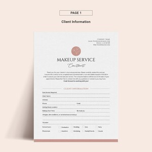 Makeup Artist Contract Template, Editable Client Makeup Agreement, MUA ...