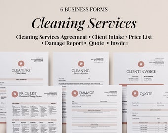 Cleaning Services BUNDLE, 6 Editable Cleaning Business Forms, Agreement Contract, Client Intake ...