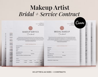 Bridal Makeup Contract Template, Wedding Makeup Pricelist, Editable Canva Template, Freelance ...