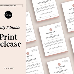 Editable Print Release Template, Photography Release Form, Canva ...