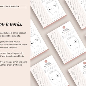 Makeup Artist Face Chart Template, Freelance Artist Form, Editable Consultation Face Chart, MUA ...