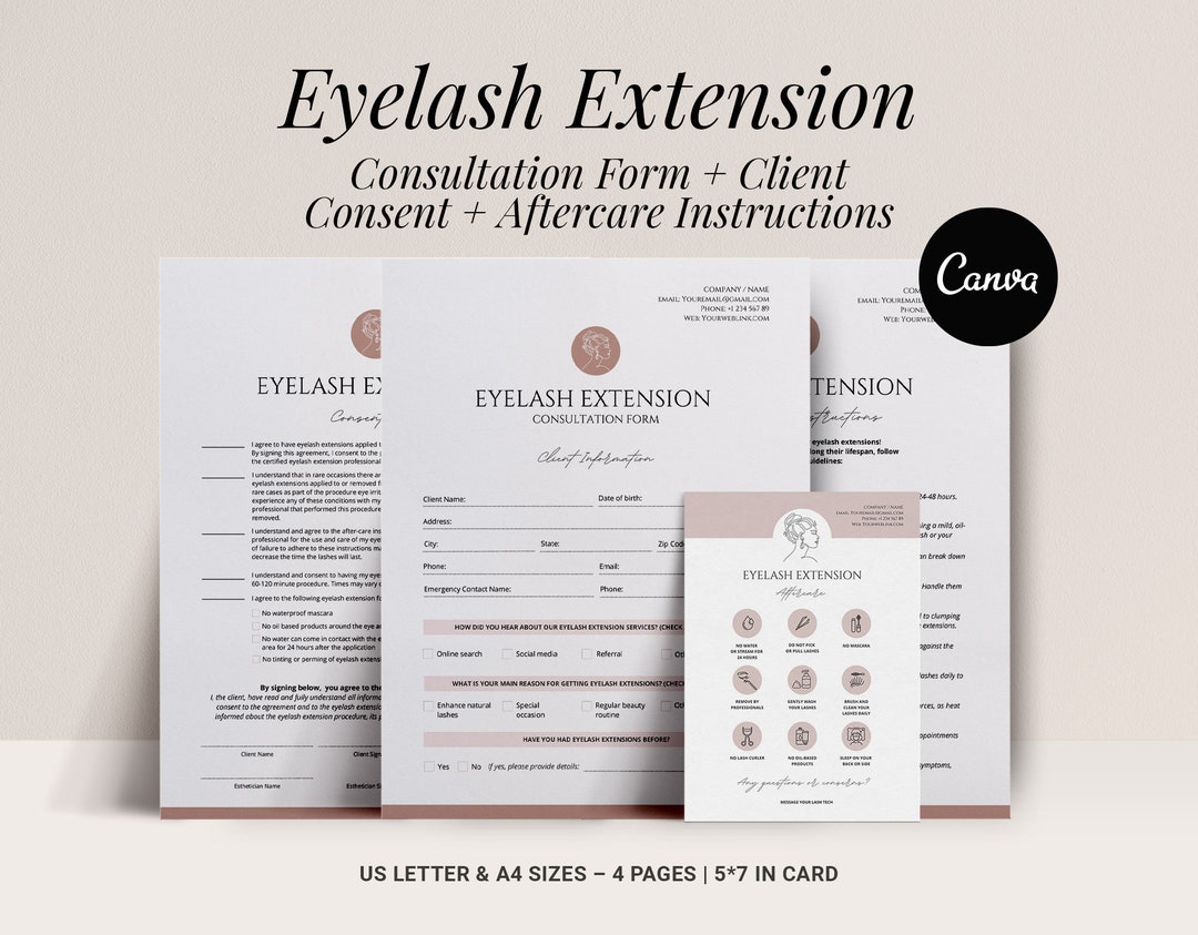 Editable Eyelash Extension Forms, Lash Consent Template, Lash Tech ...