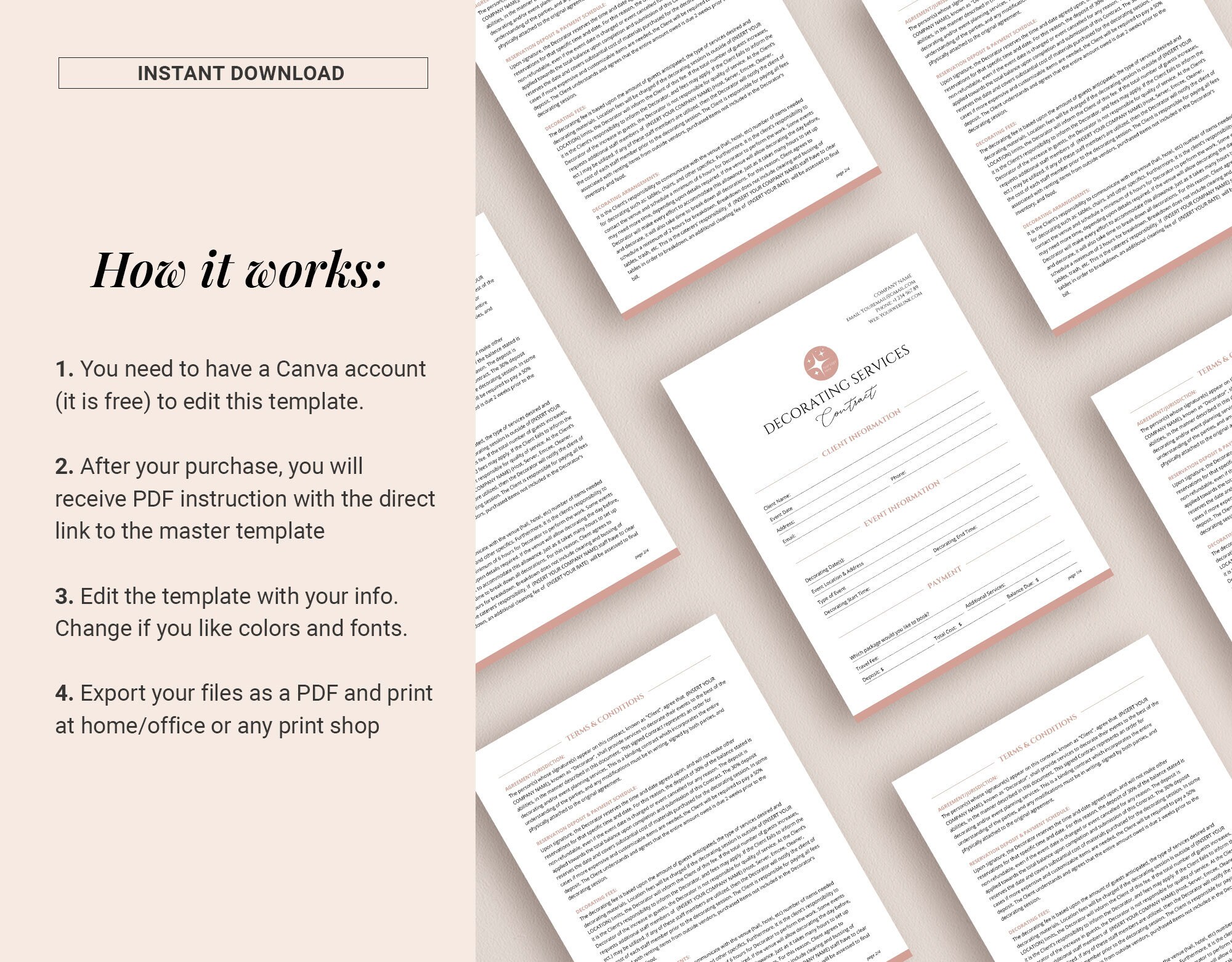 Event Decorating Services Contract Template, Editable Event Planning ...
