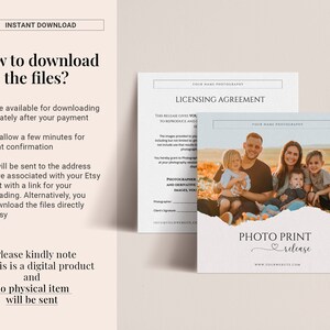 Print Release Template, Editable 5x5 Card, Photography Release Form ...