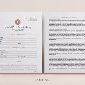 Event Decorating Services Contract Template, Editable Event Planning ...