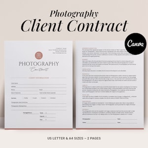 Photography Client Contract Template, Editable Client Agreement for ...