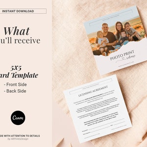 Print Release Template, Editable 5x5 Card, Photography Release Form ...