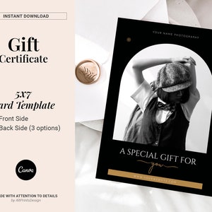 Editable Photographer Gift Certificate Template, Voucher Coupon Card ...