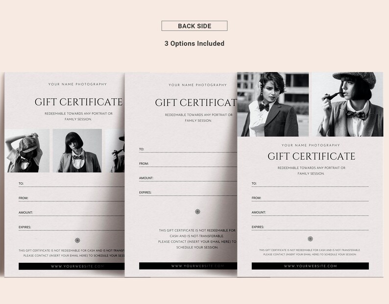 Editable Photographer Gift Certificate Template, Voucher Coupon Card ...