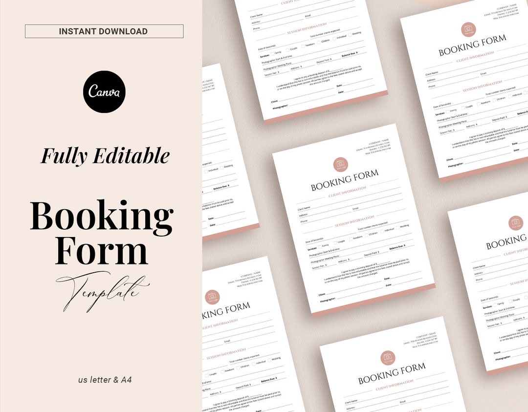 Client Booking Form, Photography Business, Canva Template, Sign up Form ...
