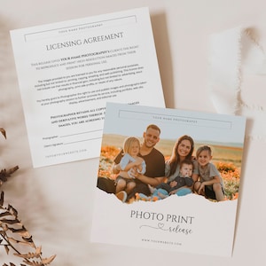 Print Release Template, Editable 5x5 Card, Photography Release Form ...