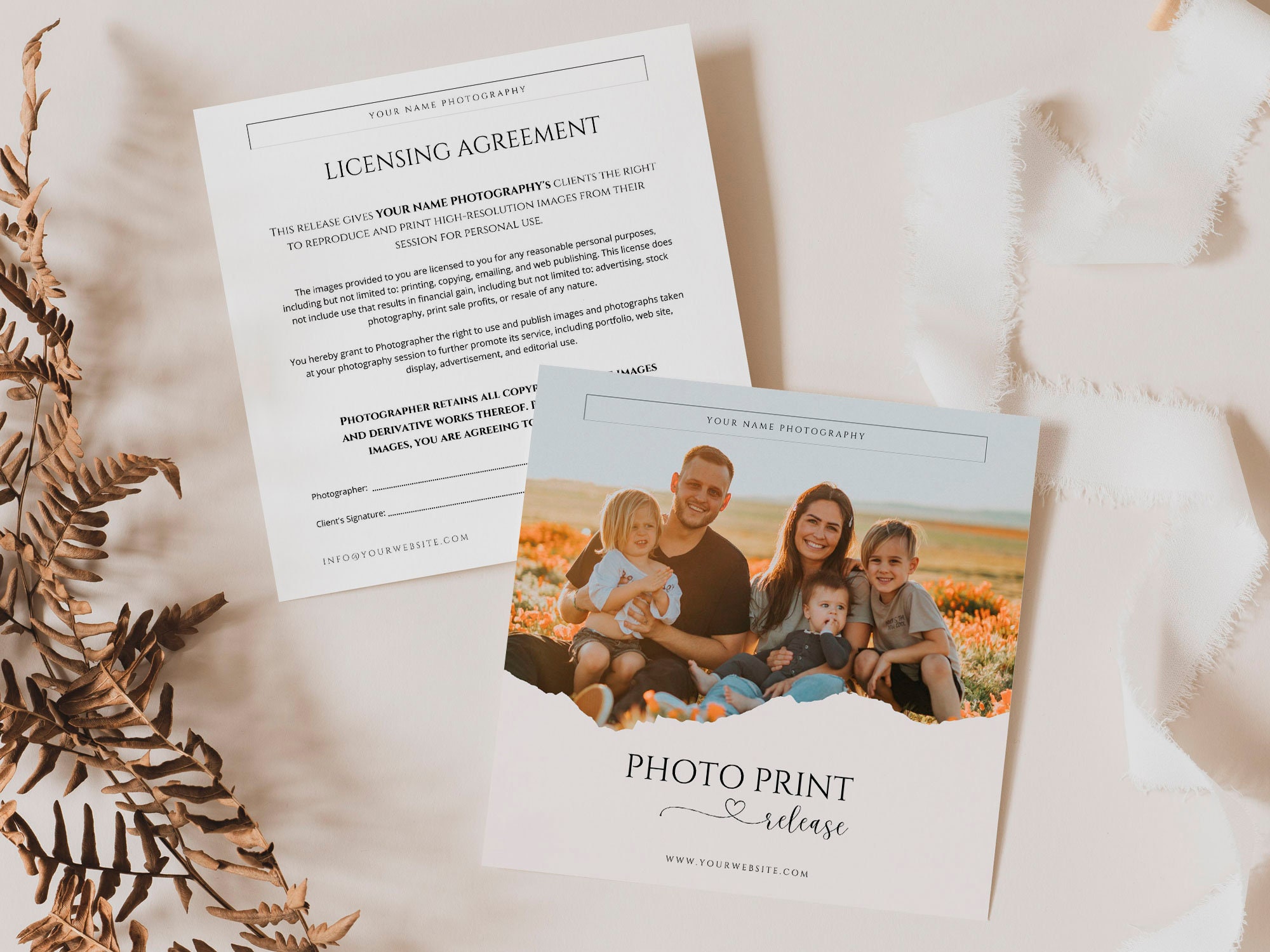Print Release Template, Editable 5x5 Card, Photography Release Form ...