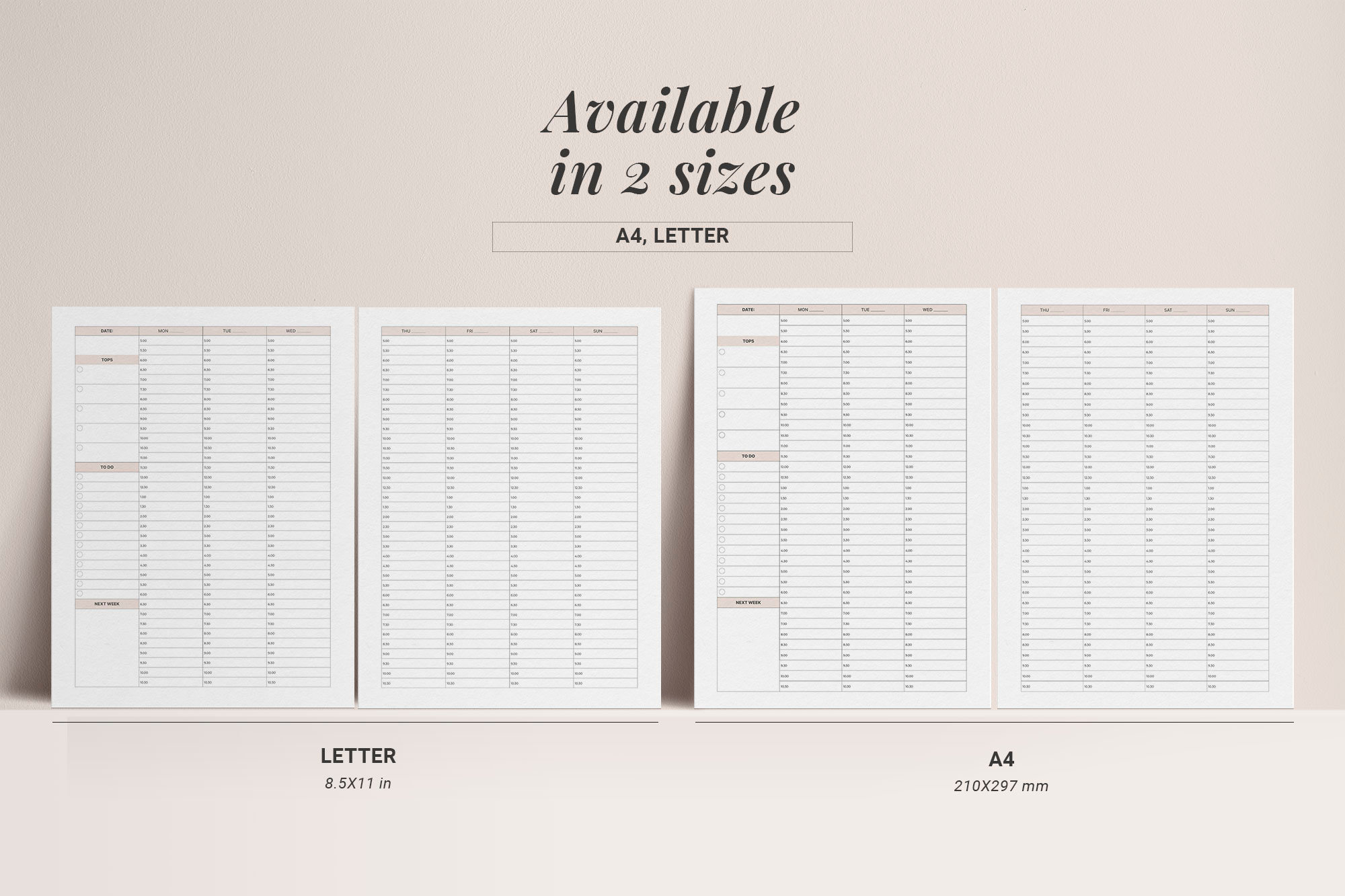 Undated Weekly Planner Half-hour Block Schedule 2 Pages - Etsy