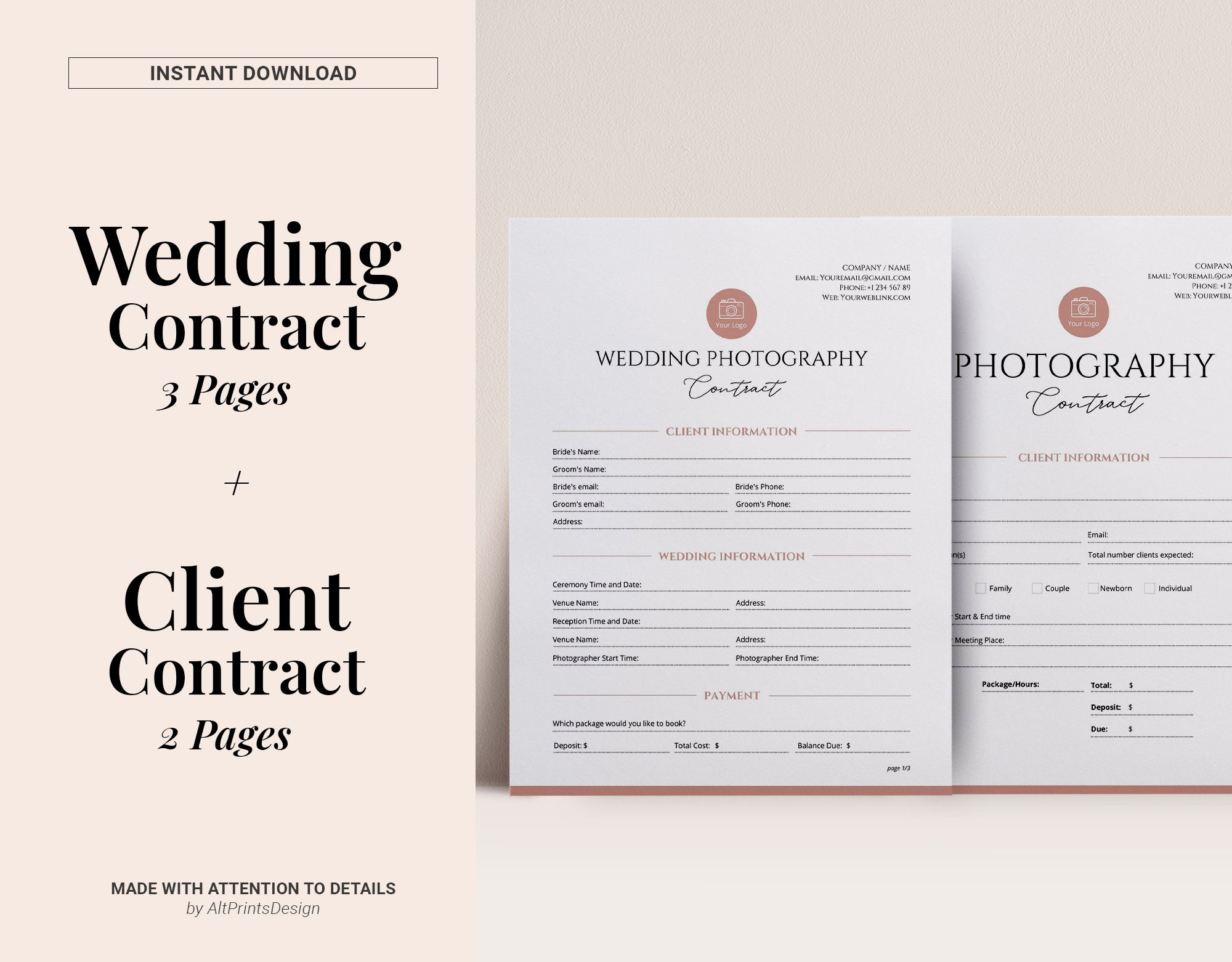 Photography Client Contract Template, Wedding Contract, Editable Client ...