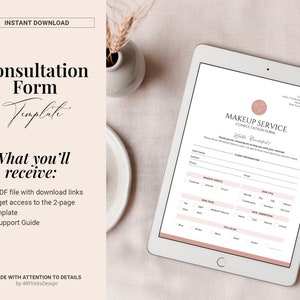 MUA Consultation Form Template, Makeup Artist Client Intake Form ...